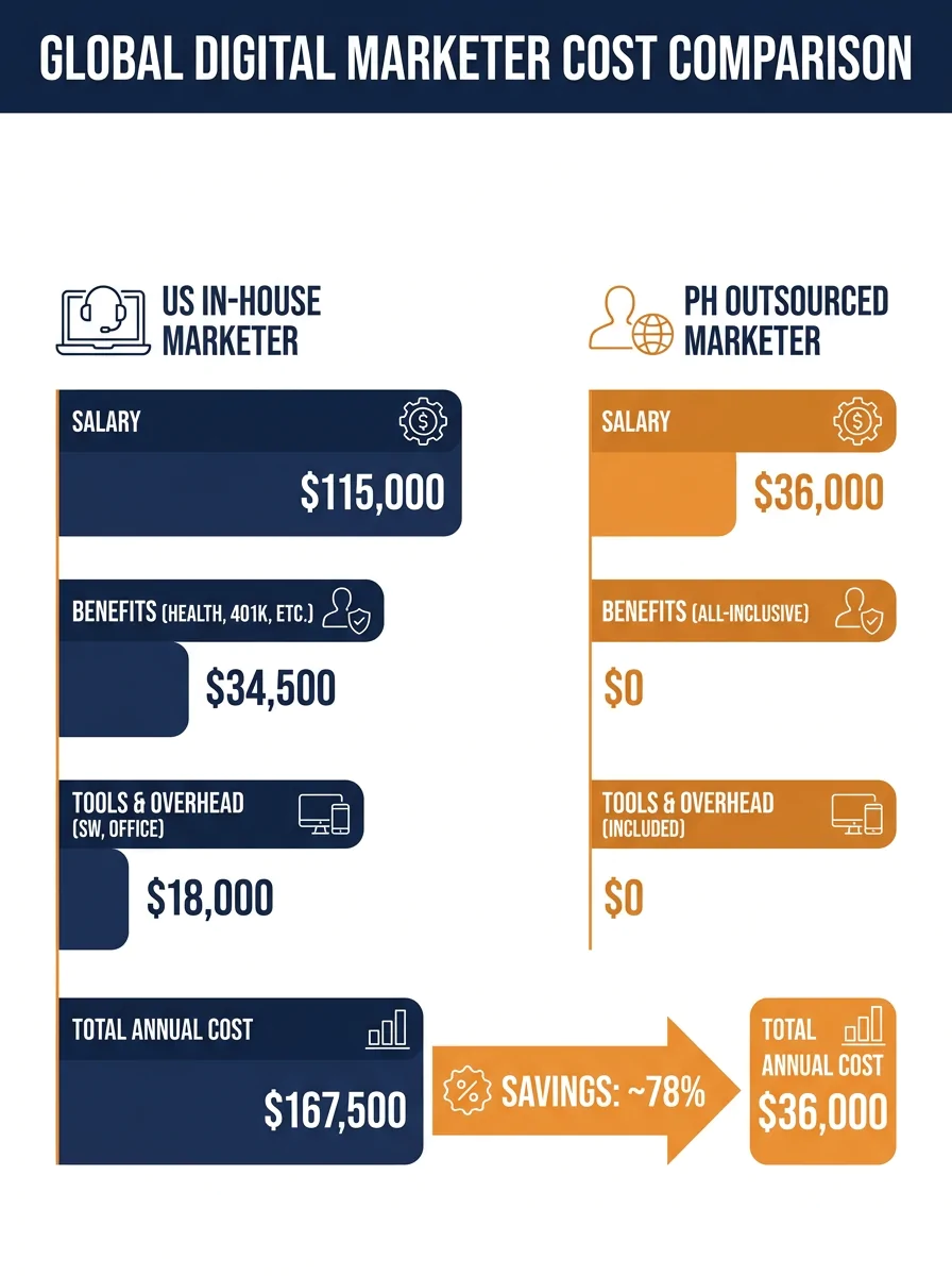 True ROI: Philippine Digital Marketing Outsourcing vs US In-House